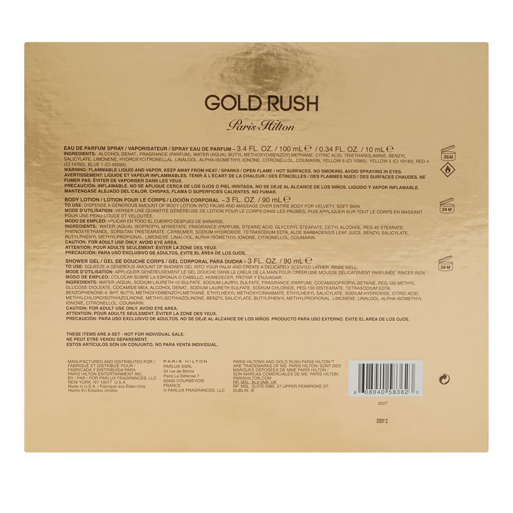 Paris Hilton Gold Rush Set, For Women, Eau De Parfum 100ml + Body ...