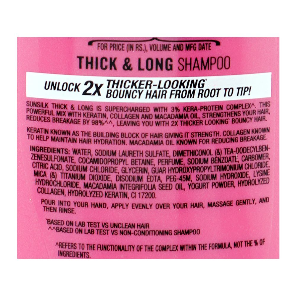 Sunsilk Thick & Long Kera-Protein Complex 3% Shampoo, Keratin ...