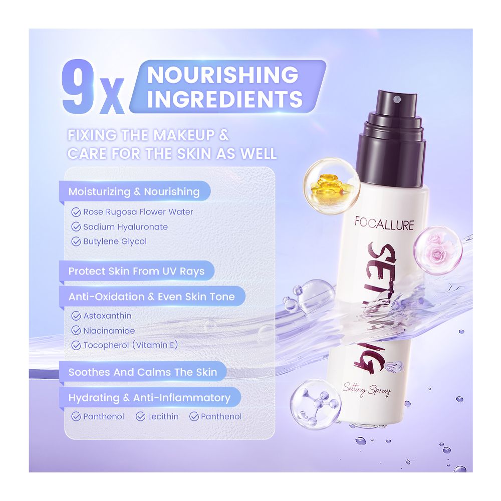 Focallure Flawless Long-Lasting Setting Spray, Niacinamide, Vitamin E ...