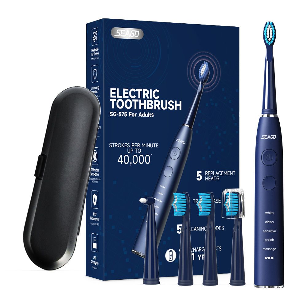 Seago 5 Modes & 5 Heads Electric Toothbrush For Adults, IPX7 Waterproof ...