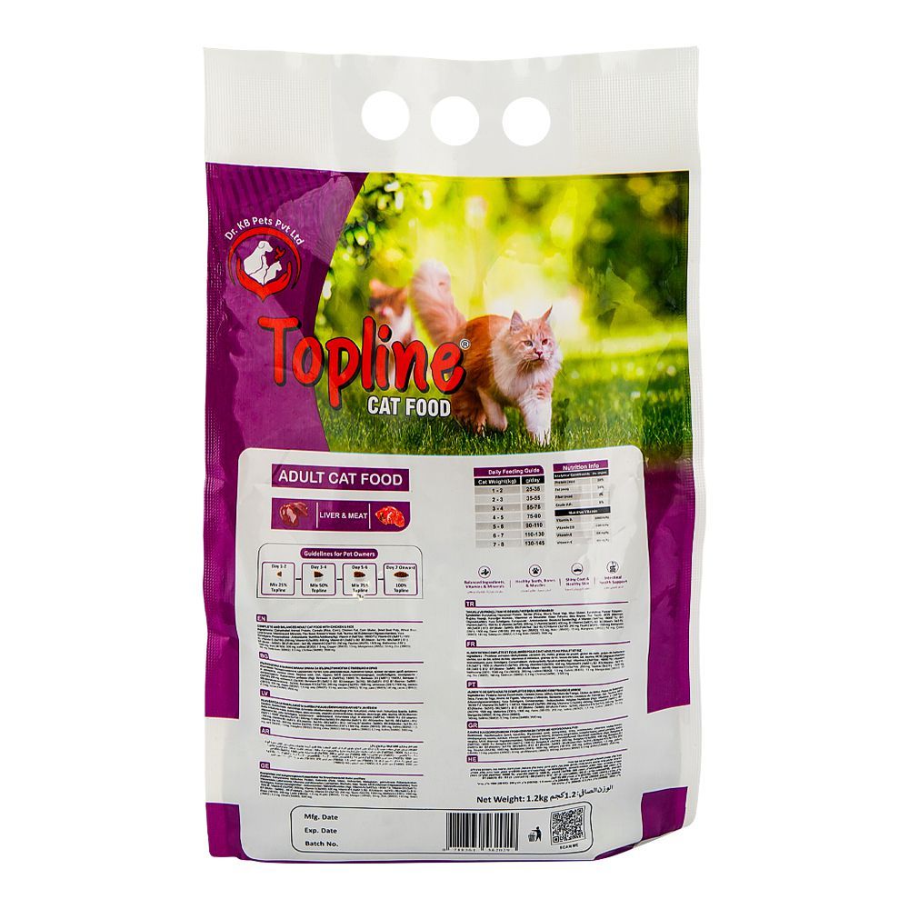 Topline Liver & Meat Adult Cat Food, 1.2KG