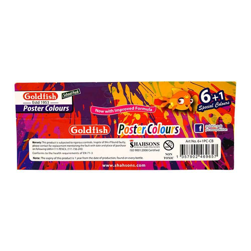 Goldfish 6 + 1 Poster Colour Assorted, 15ml, 6+1PC-CB
