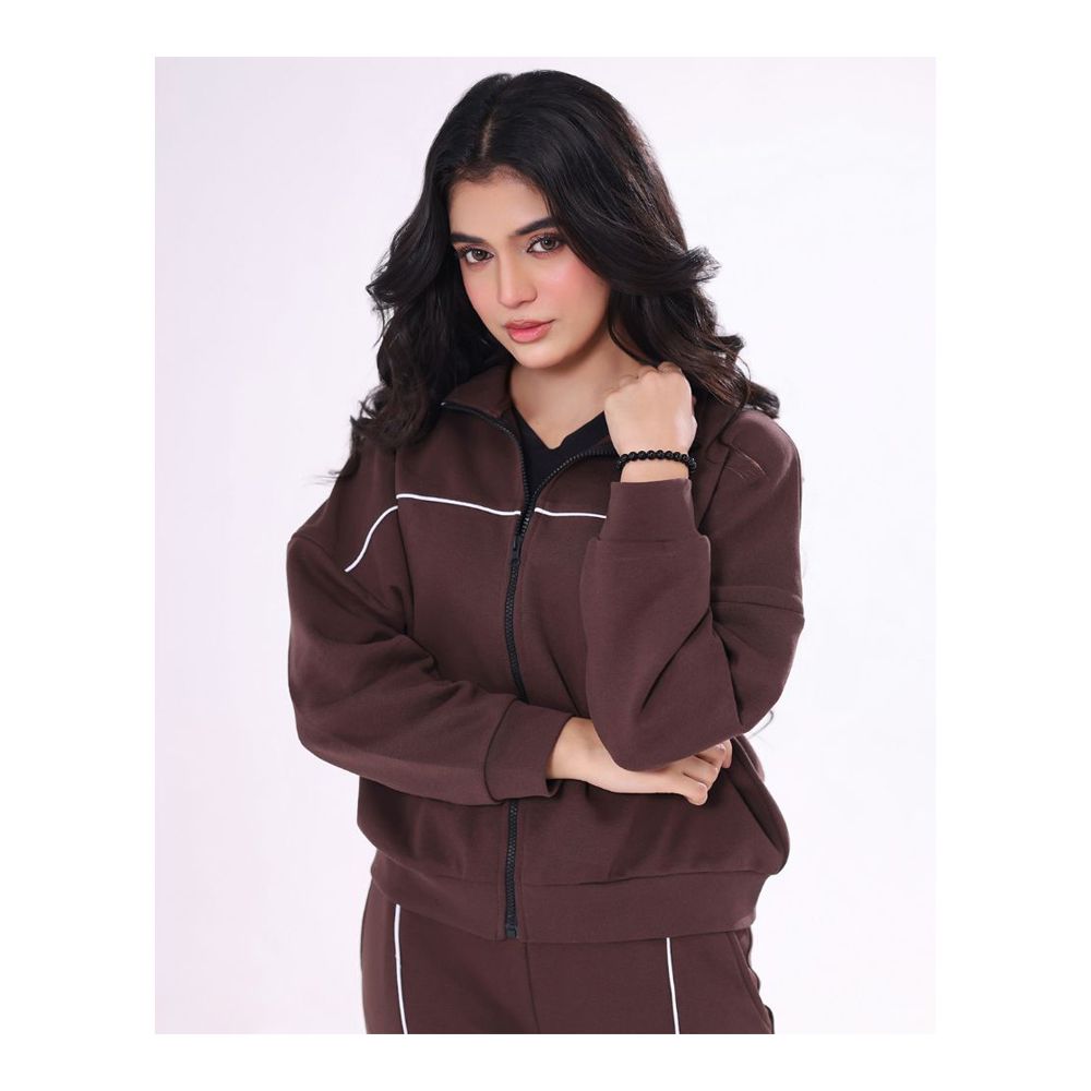 Sajiero Women's Tracksuit Daily Move, Fleece, Brown