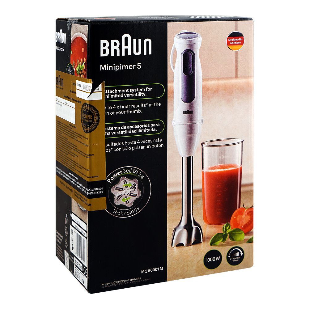 Braun Multi Quick 5 Hand Blender, 1000W, BPA Free, MQ-50001M