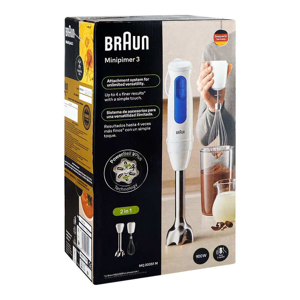 Braun Multi Quick 3 2-In-1 Hand Blender Set, 900W, BPA Free, MQ-30051M
