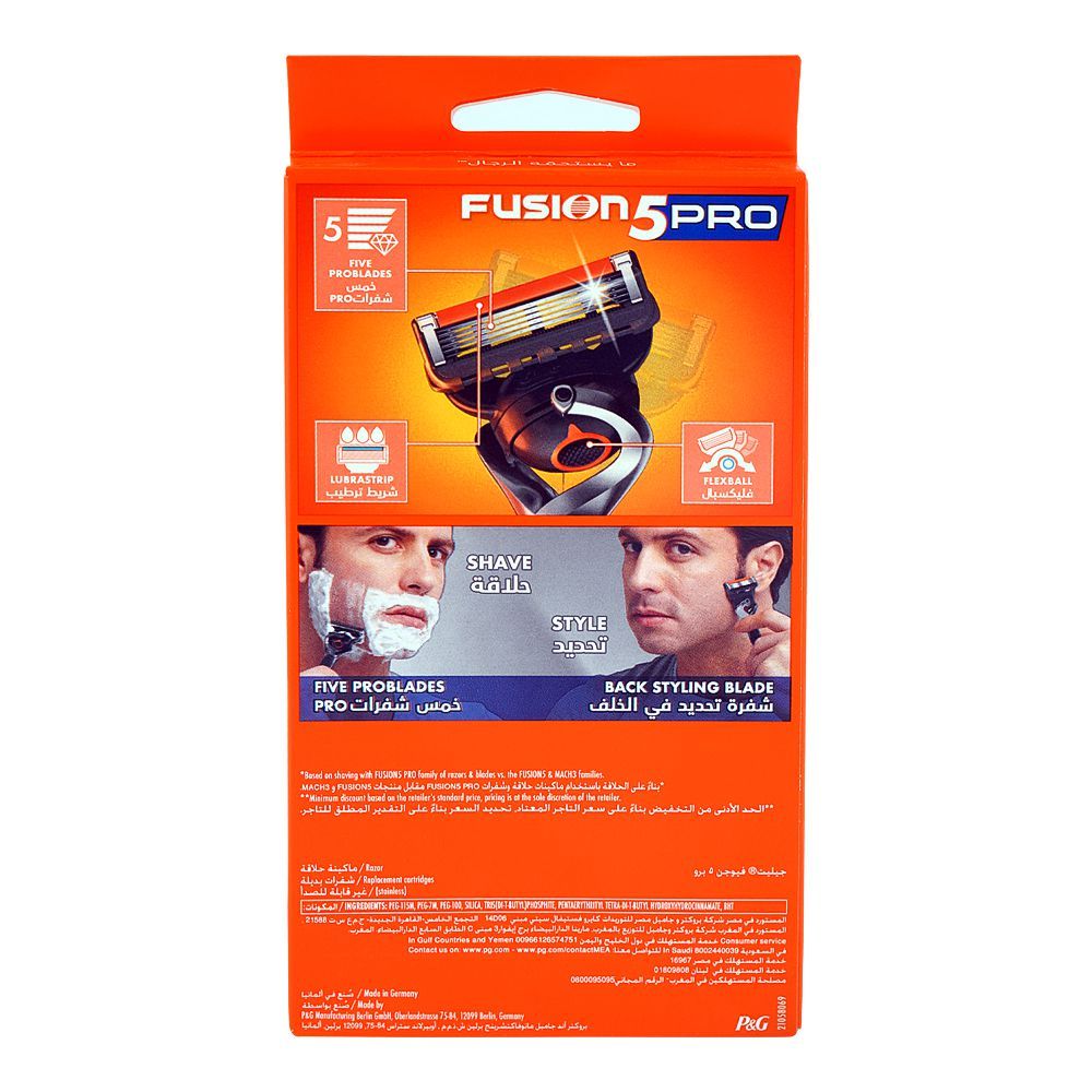 Gillette Fusion 5 Pro Razor + Cartridge, 5-Pack