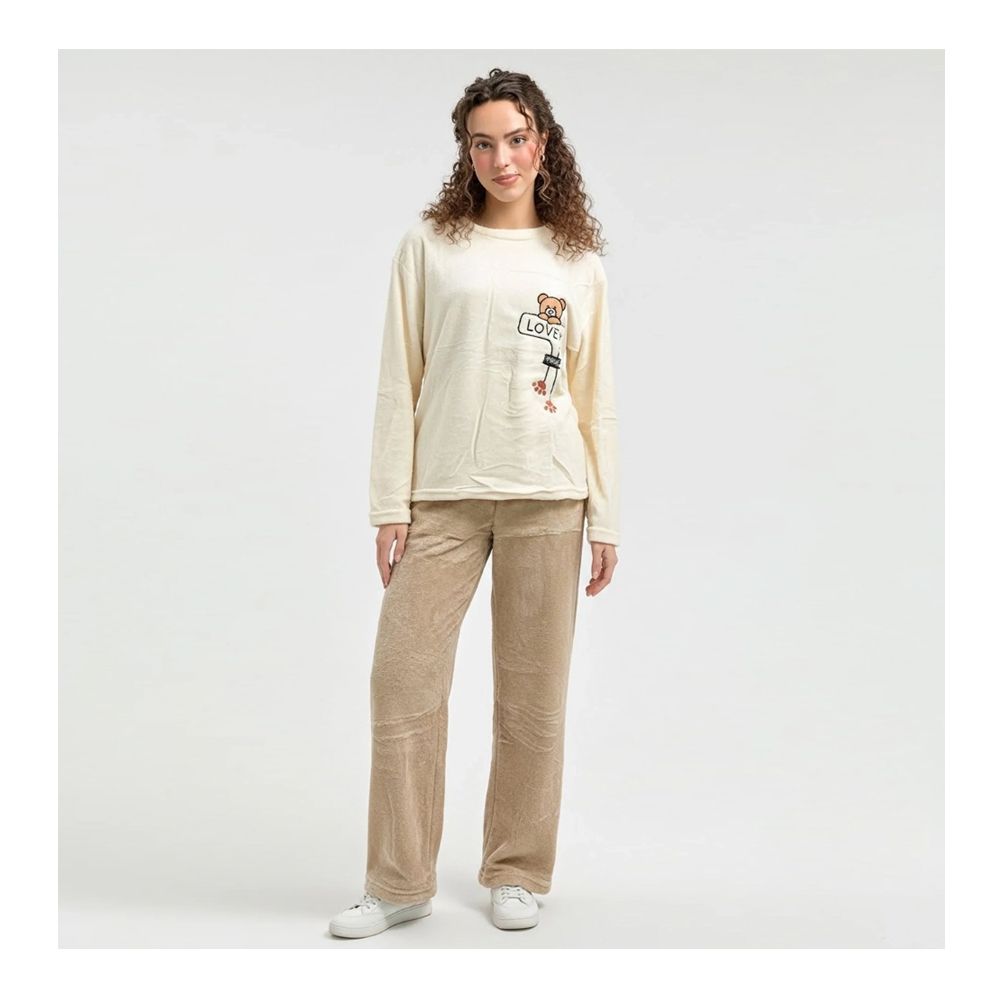 Sajiero Women's Love Teddy Fleece Pajama Suit, Fleece