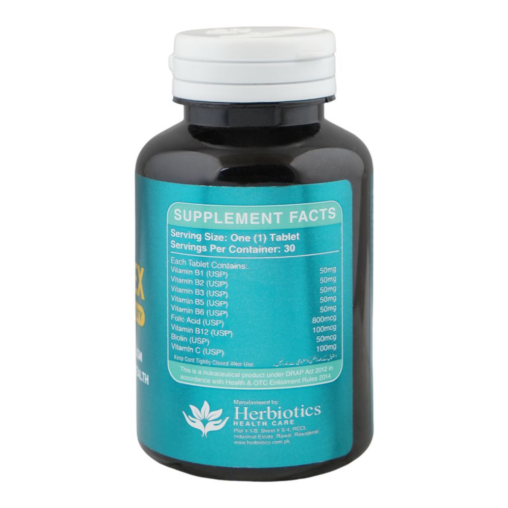 Herbiotics B-Complex Energy Food Supplement Tablet, 30-Pack