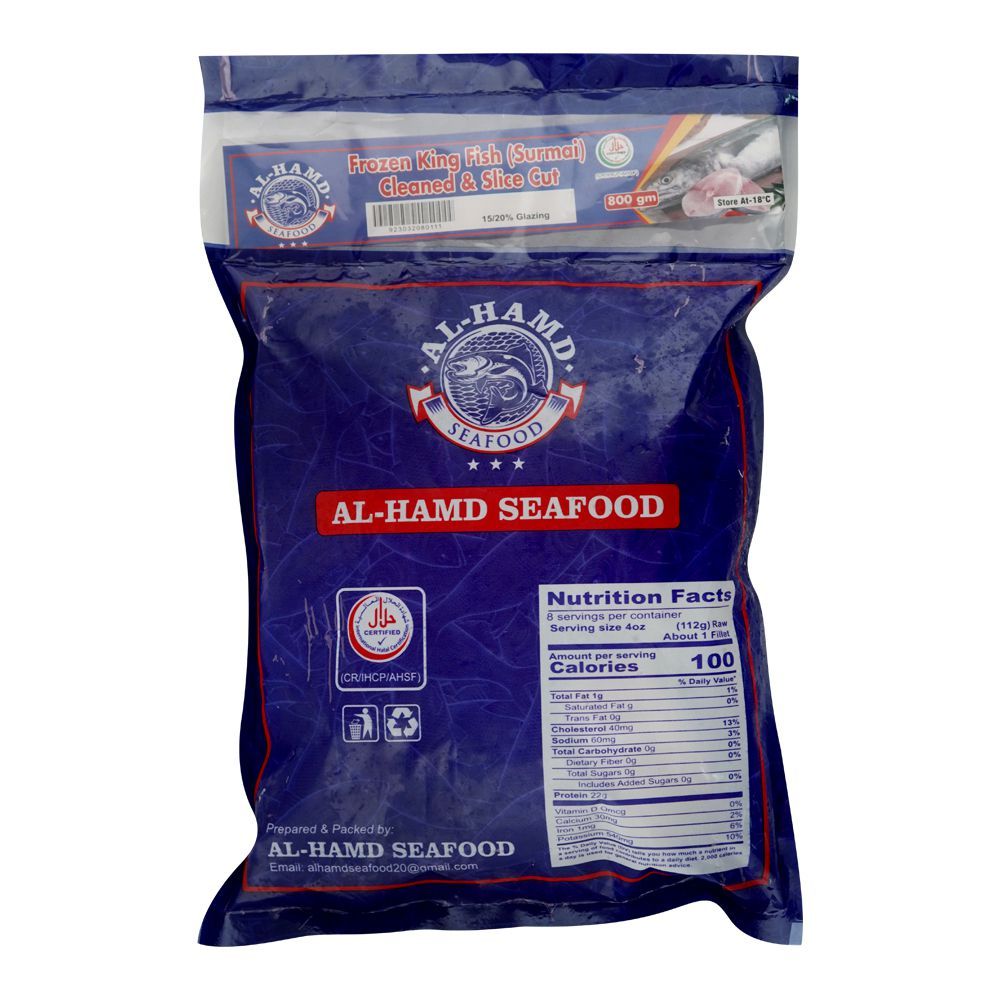 Al-Hamd Seafood Surmai Clean & Slice Cut, 800g