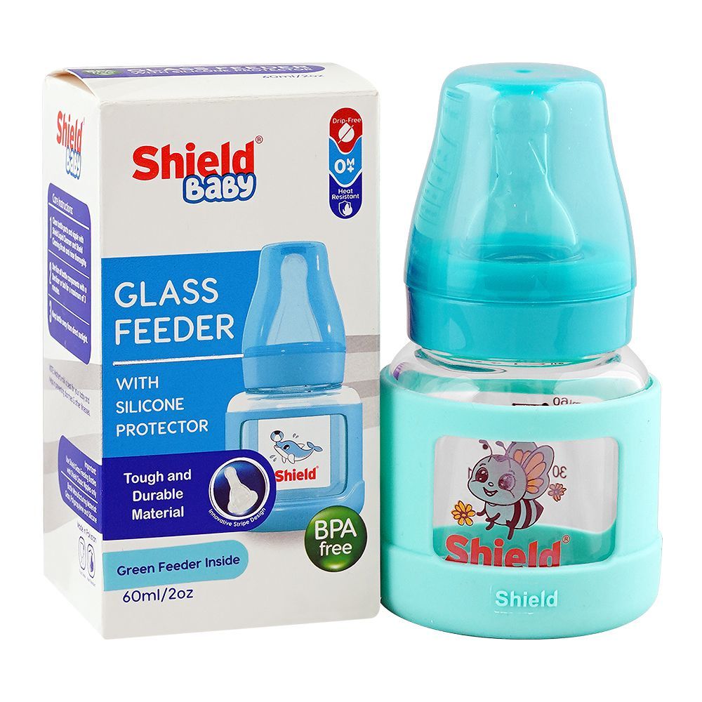 Shield Baby Glass Feeder With Silicone Protector, For 0+ Months, BPA ...