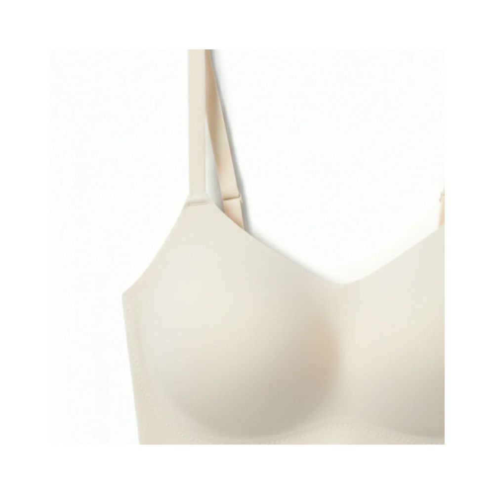 Sajiero Women's Padded Seamless Bra, Soft Fit, Cream