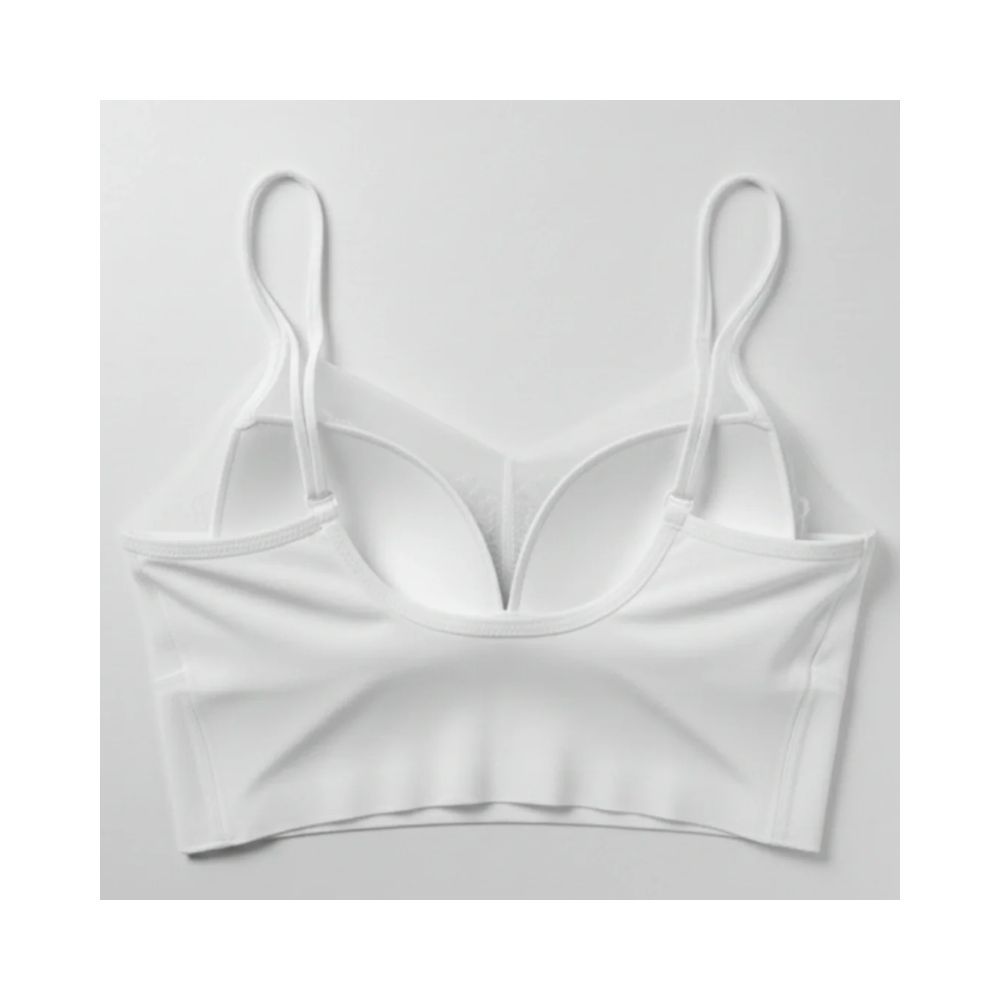 Sajiero Women's Seamless Padded Bra, Nua Lace, Adjustable Straps, White ...