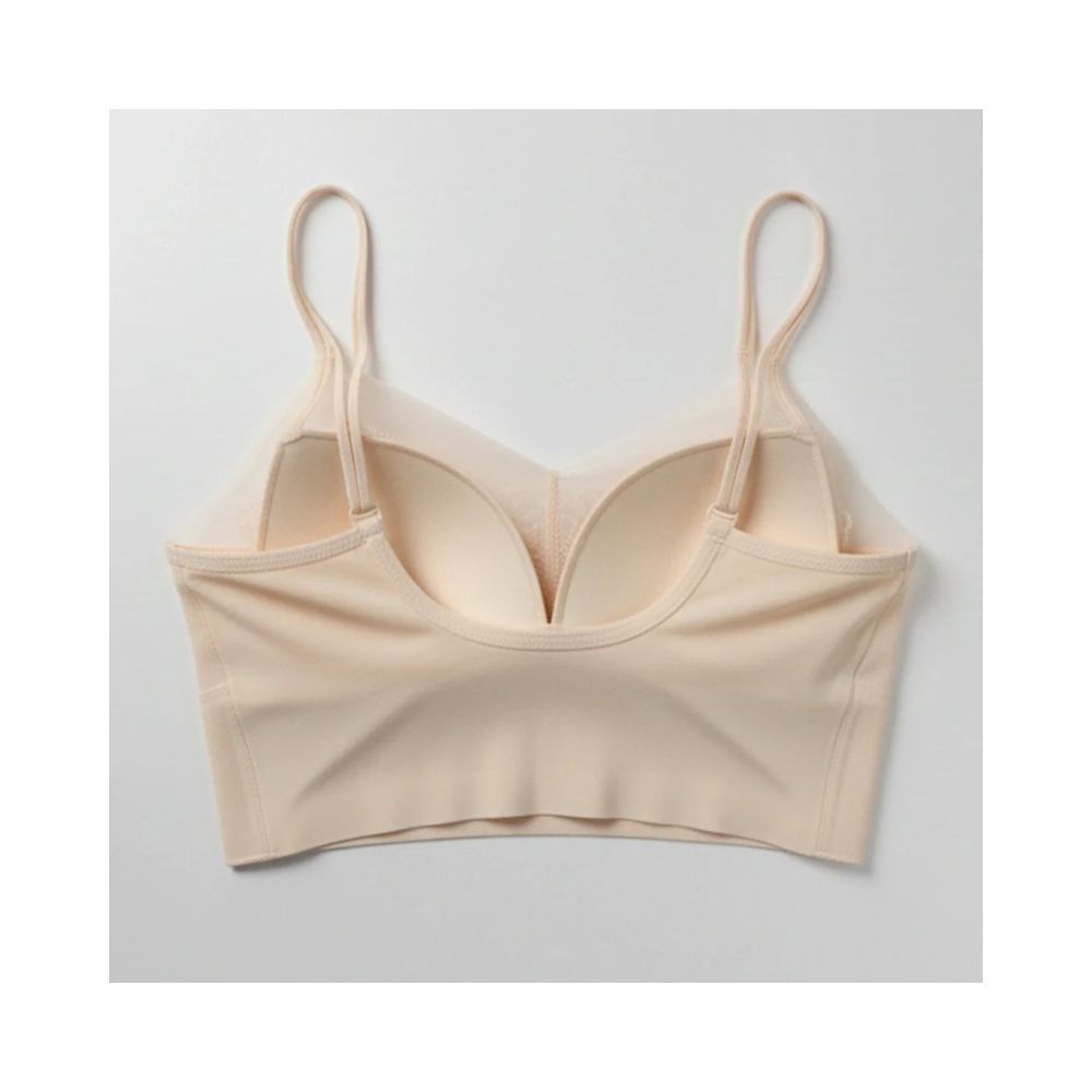 Sajiero Women's Seamless Padded Bra, Nua Lace, Adjustable Straps Skin ...