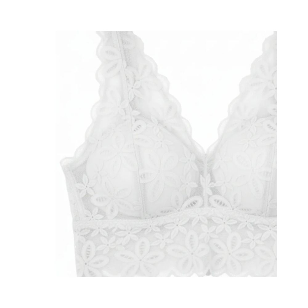 Sajiero Women's Padded Bra, Bralette Lace Flux, White, Perfect Fit ...