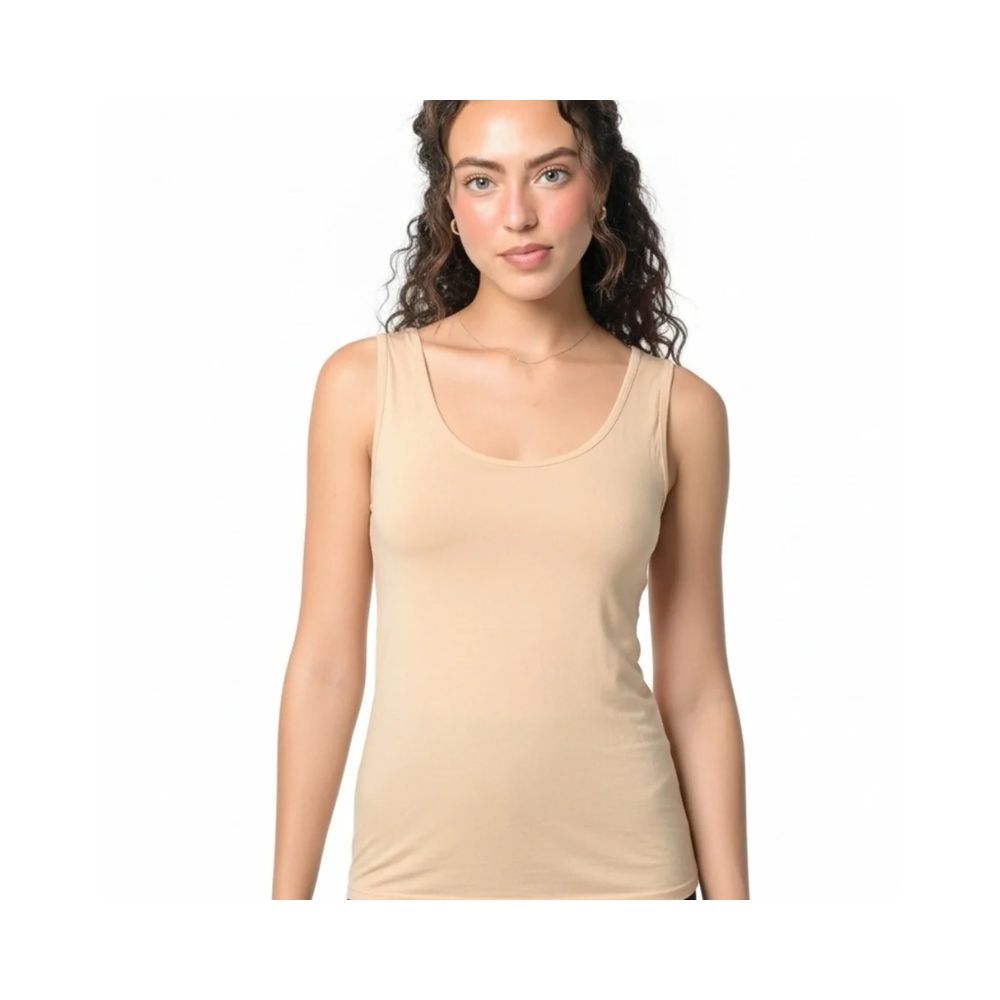 Sajiero Women's Soft Base Tank Top, Skin, Perfect Fit for Bra Size 34B ...