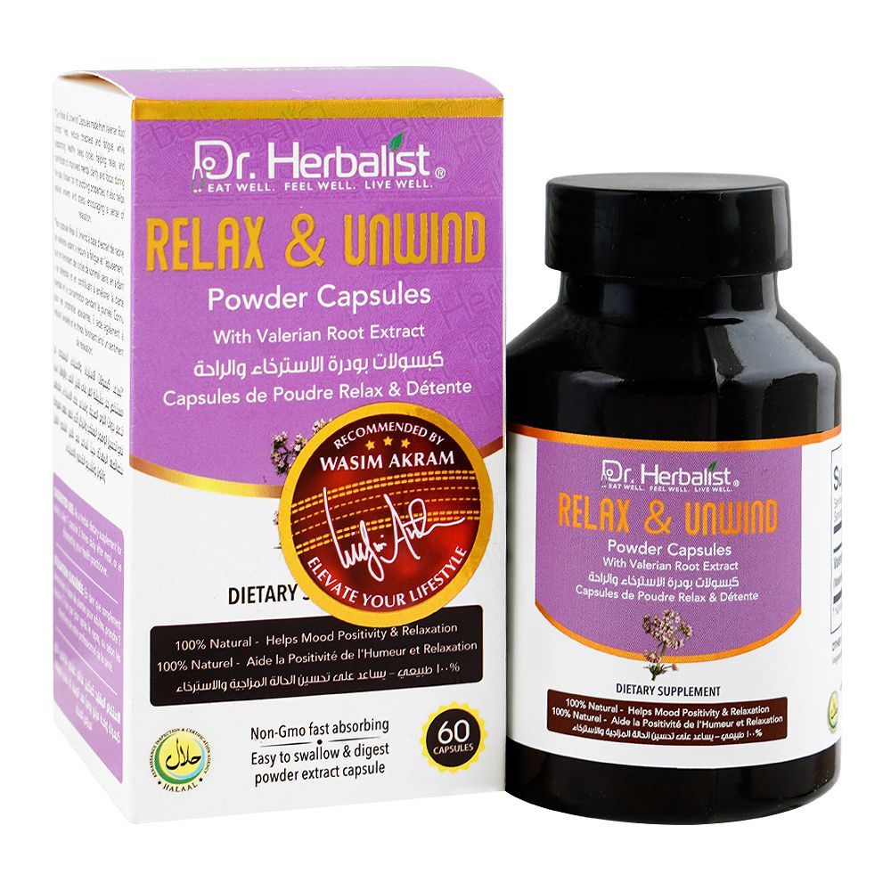 Hemani Dr.Herbalist Relax & Unwind Powder Supplement Capsules, Gluten ...