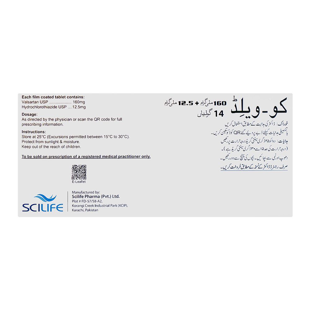 Scilife Pharma Co-Valid Tablet, 160mg + 12.5mg, 14-Pack