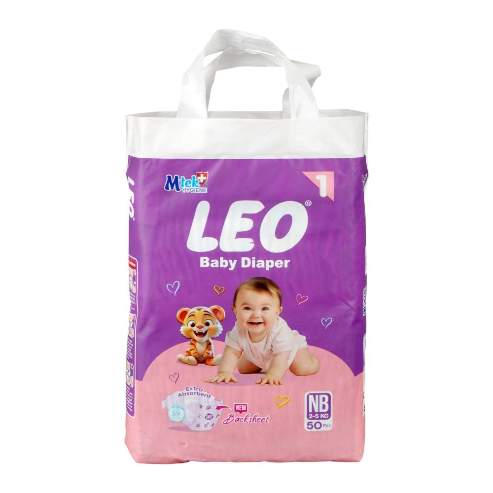 Leo Baby Diaper New Born 1, 2-5KG, 50-Pack