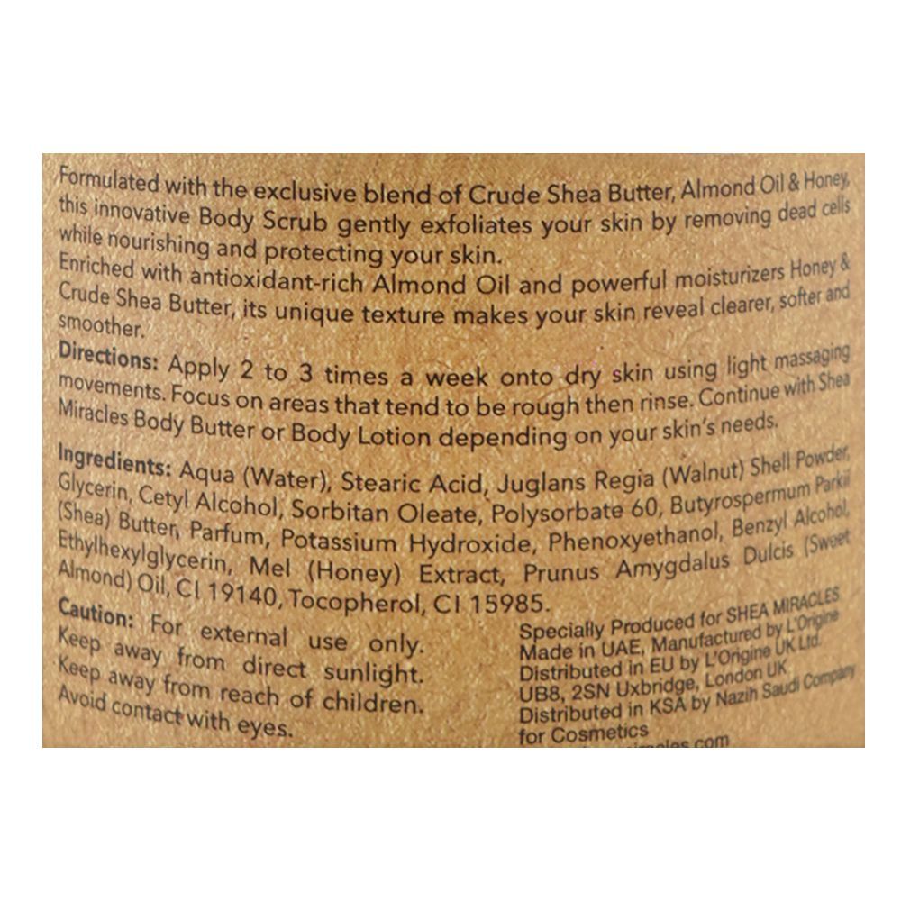Shea Miracles She Butter, Almond Oil & Honey Body Scrub, For All Types ...