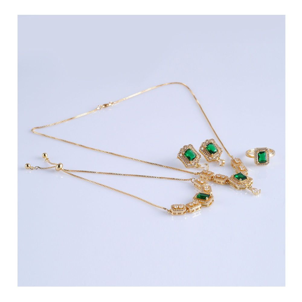 SJ Women's Jewellery Set, Golden Green, JSet00390