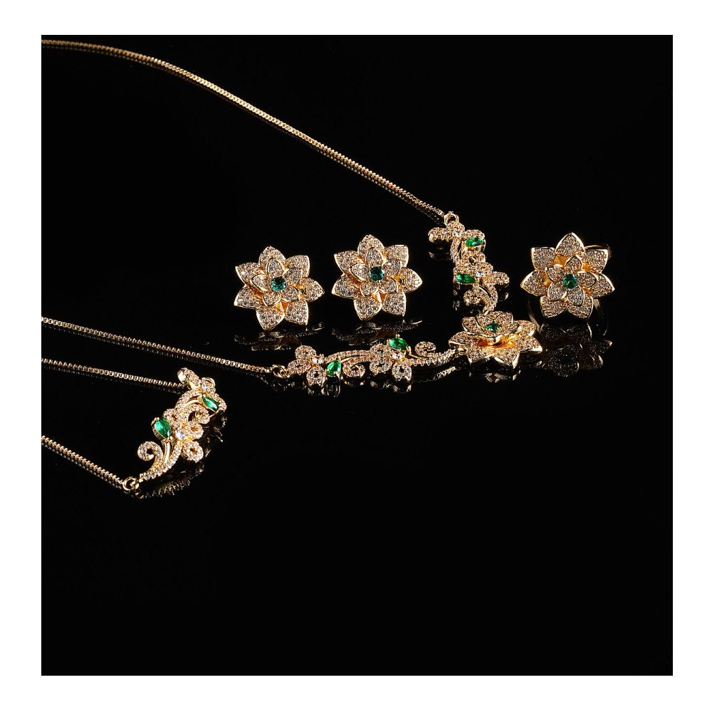 SJ Women's Jewellery Set, Golden Green, JSet00407