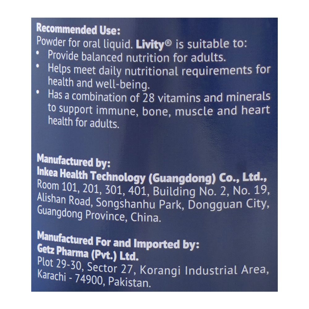 Getz Pharma Livity Prime Chocolate Powder, 400g Tin