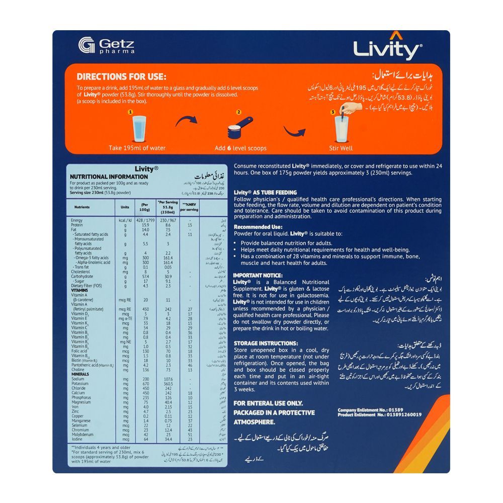 Getz Pharma Livity Prime Strawberry Powder, 175g Box