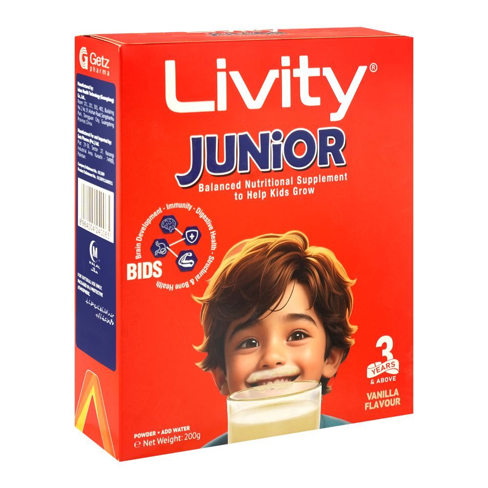 Getz Pharma Livity Junior Vanilla Powder, For 3 Years & Above, 200g Box