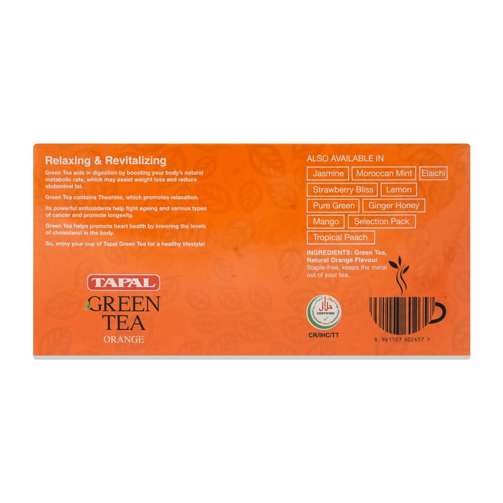 Tapal Orange Green Tea Bag, 30-Pack