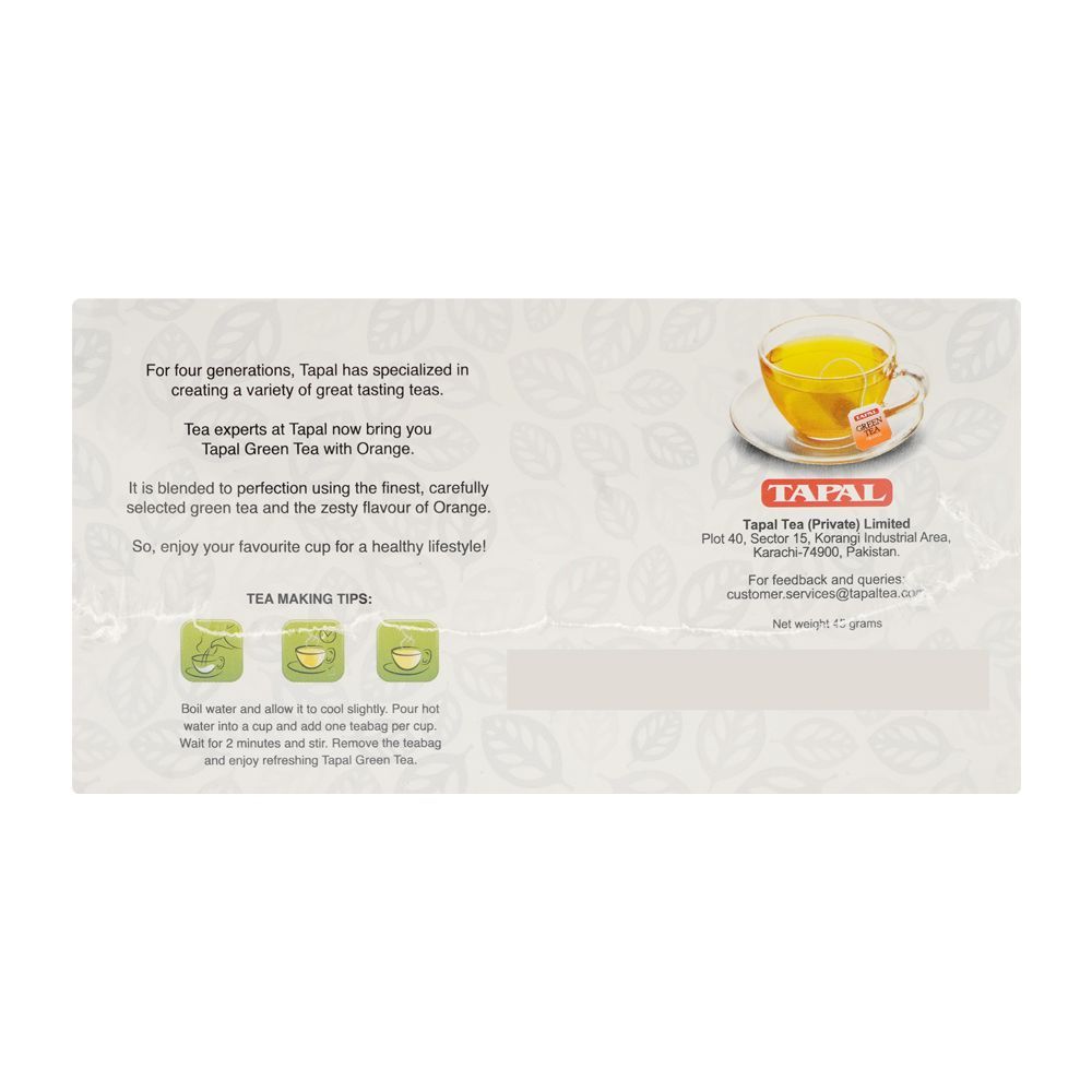 Tapal Orange Green Tea Bag, 30-Pack