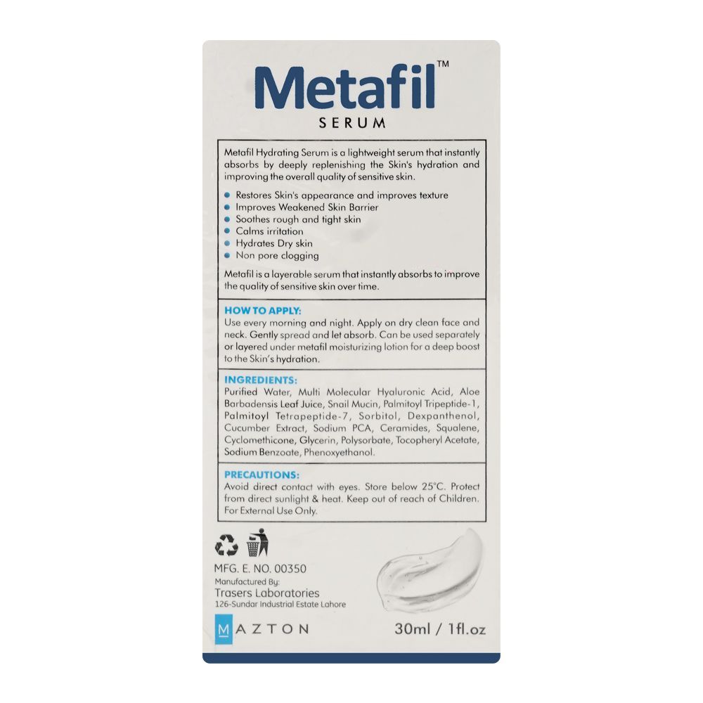 Metafil Advanced Hydrating Serum, Hyaluronic Acid, Glycerin, For ...