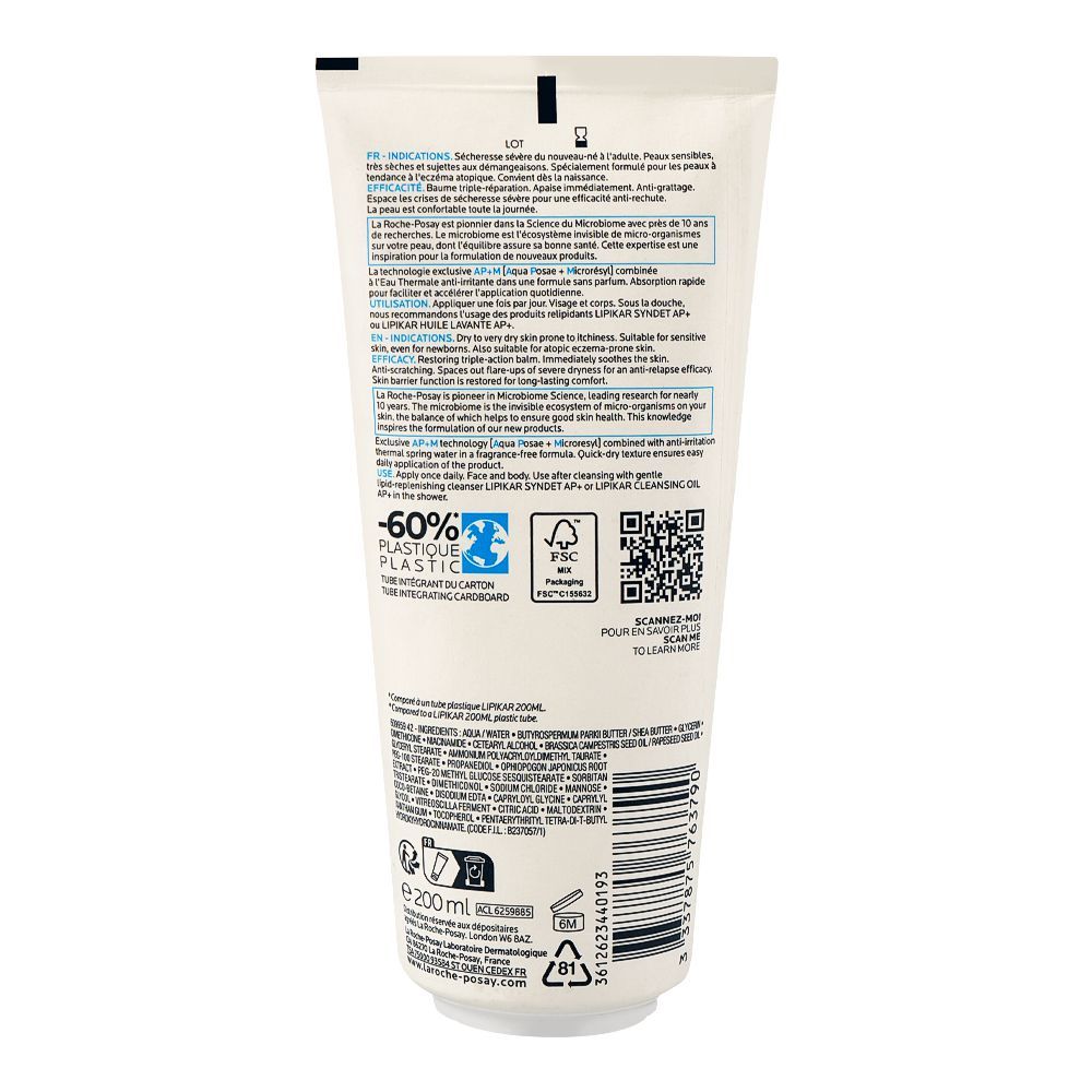 La Roche-Posay Lipikar AP+M Baume Triple Action Balm, Citric Acid, Shea ...