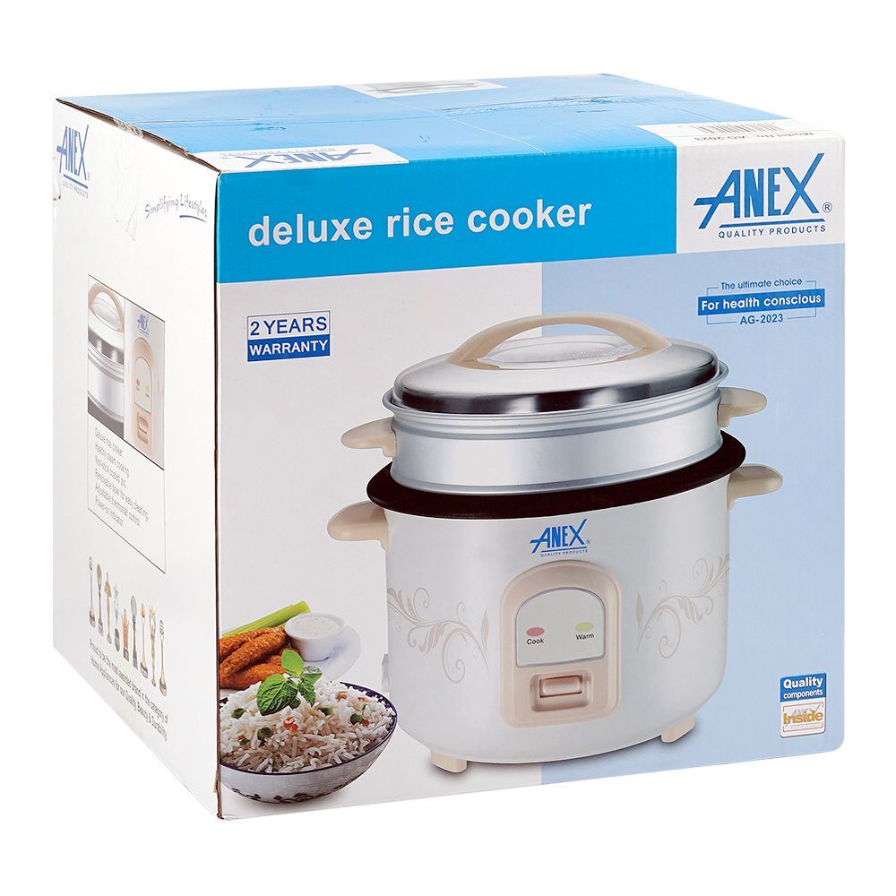 Anex Deluxe Rice Cooker, 900W, 220-240V, 2.2 Liters, AG-2023