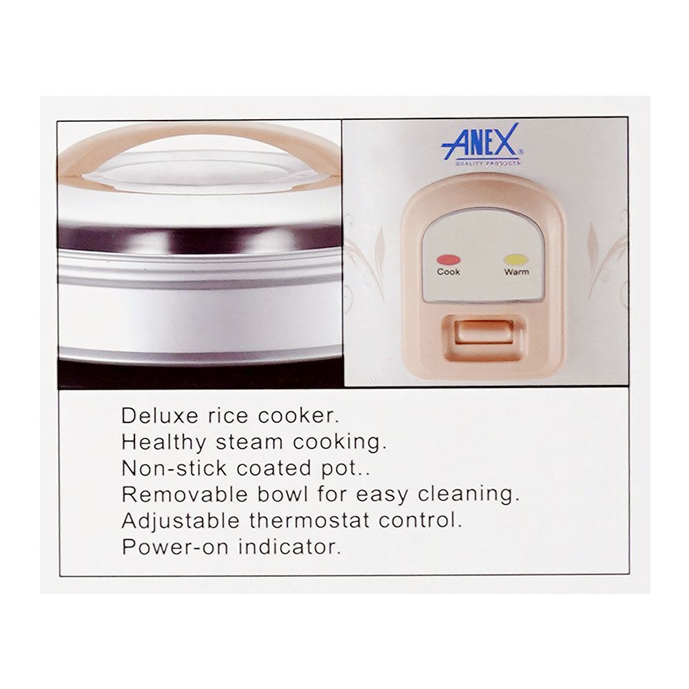 Anex Deluxe Rice Cooker, 900W, 220-240V, 2.2 Liters, AG-2023