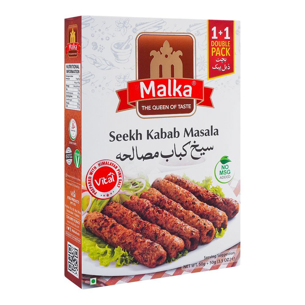 Purchase Malka Afghani Seekh Kabab Masala Double Pack, 50g + 50g Online ...
