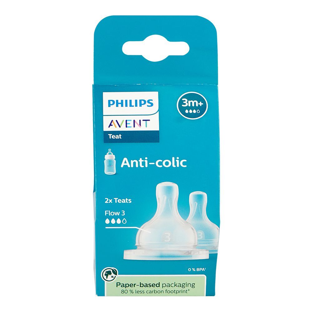 Avent Flow 3 Silicone Teat, BPA Free, For 3 Months+ SCY763/02, 2-Pack