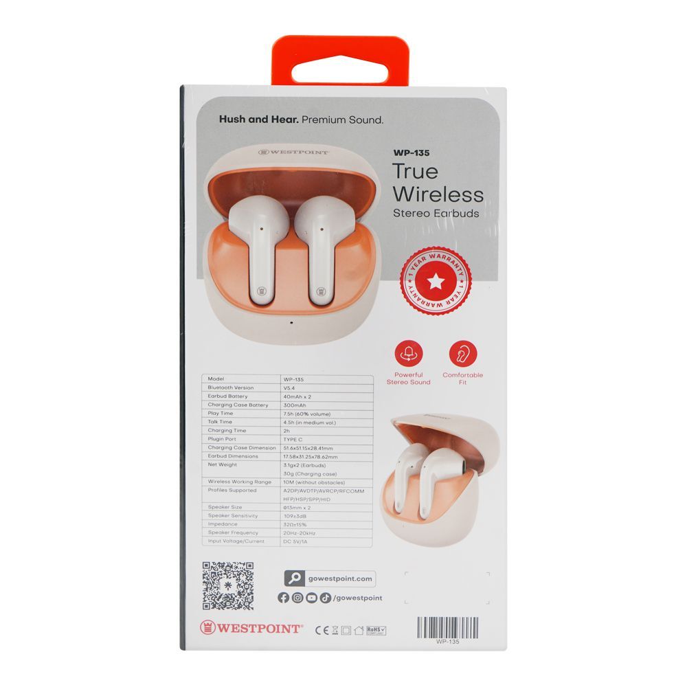 West Point Quad Mic ENC Wireless Stereo Earbuds, 4.5 Hours Play Time ...