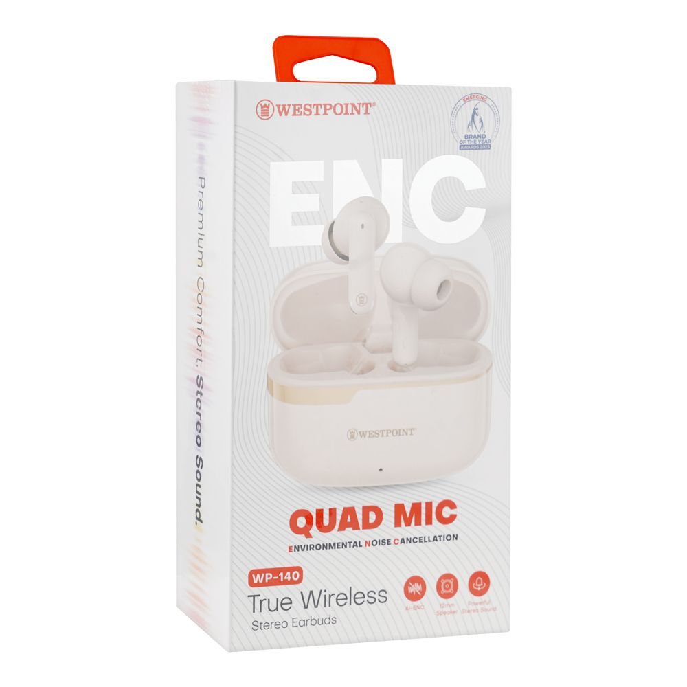 West Point Quad Mic ENC Wireless Stereo Earbuds, 5 Hours Play Time ...