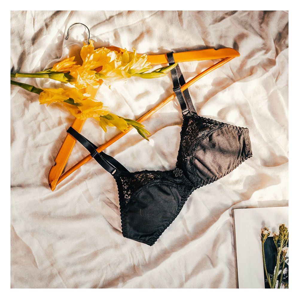 Buy BeBelle Intimage-U Dual Layer Fabric Half Lace Bra, Black, 1266 ...