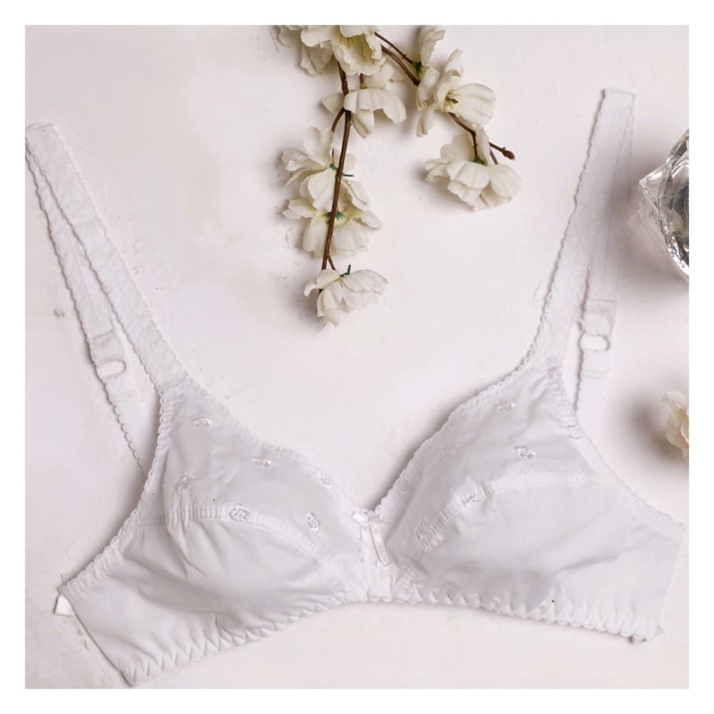 Buy BeBelle Tulips Cotton Embroidered Bra, White, 1342 Online at ...