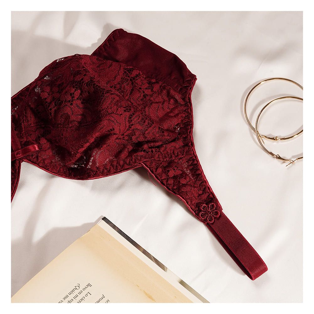 Order BeBelle Marvel Rosette Fabric Full Lace B-Cup Maroon, 1549 Online ...