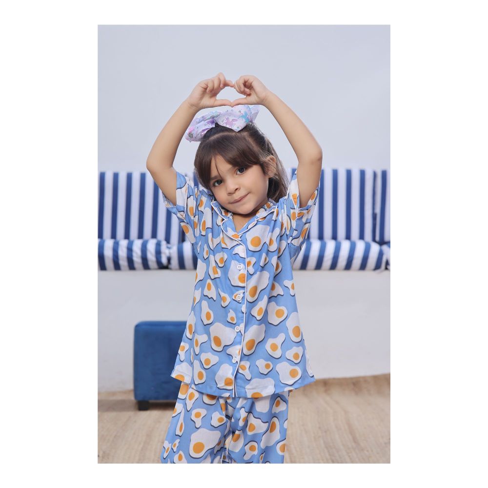 Order Basix Kid's Egg Yolk Shorts Sleeves Night Suit, 2-Piece, White ...