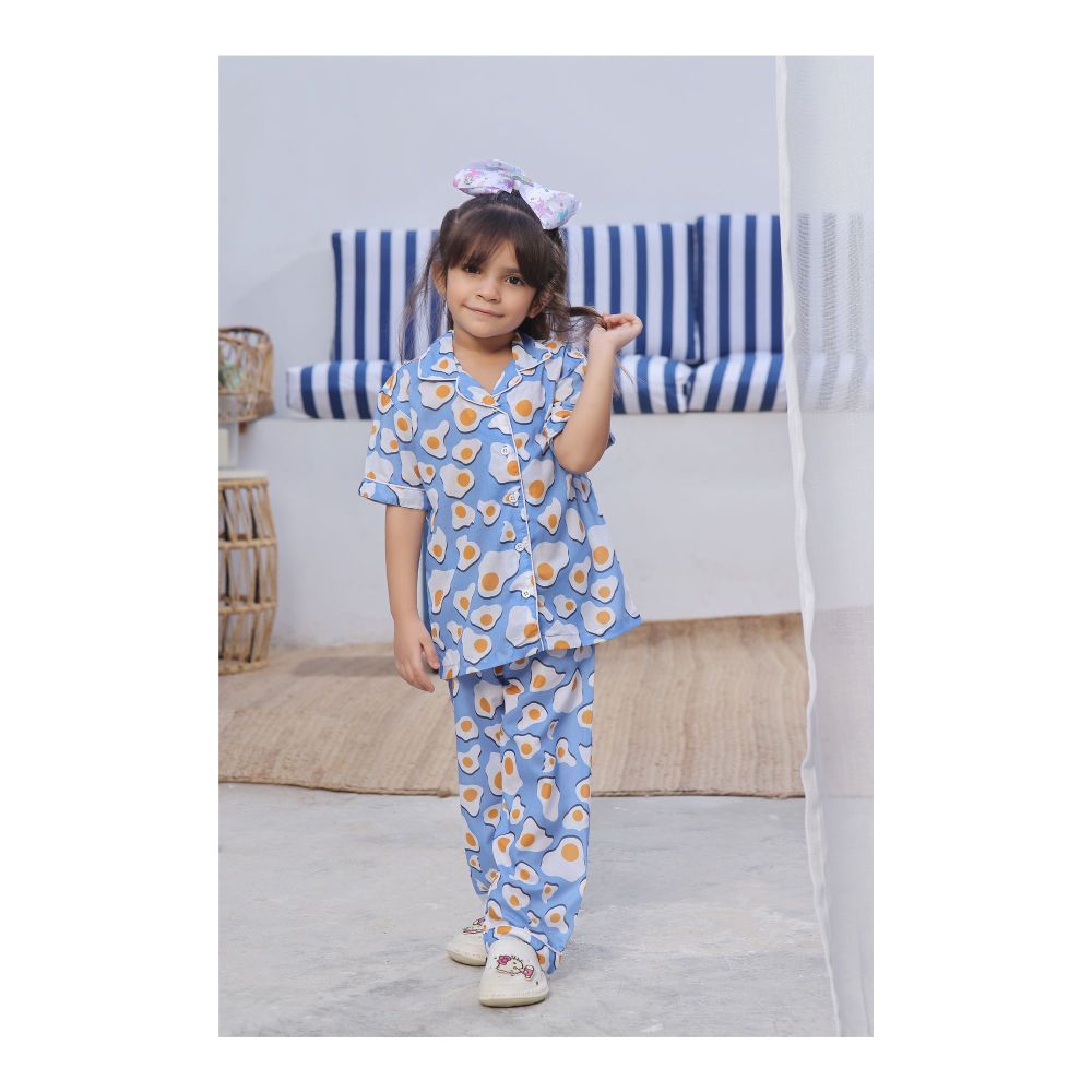 Order Basix Kid's Egg Yolk Shorts Sleeves Night Suit, 2-Piece, White ...