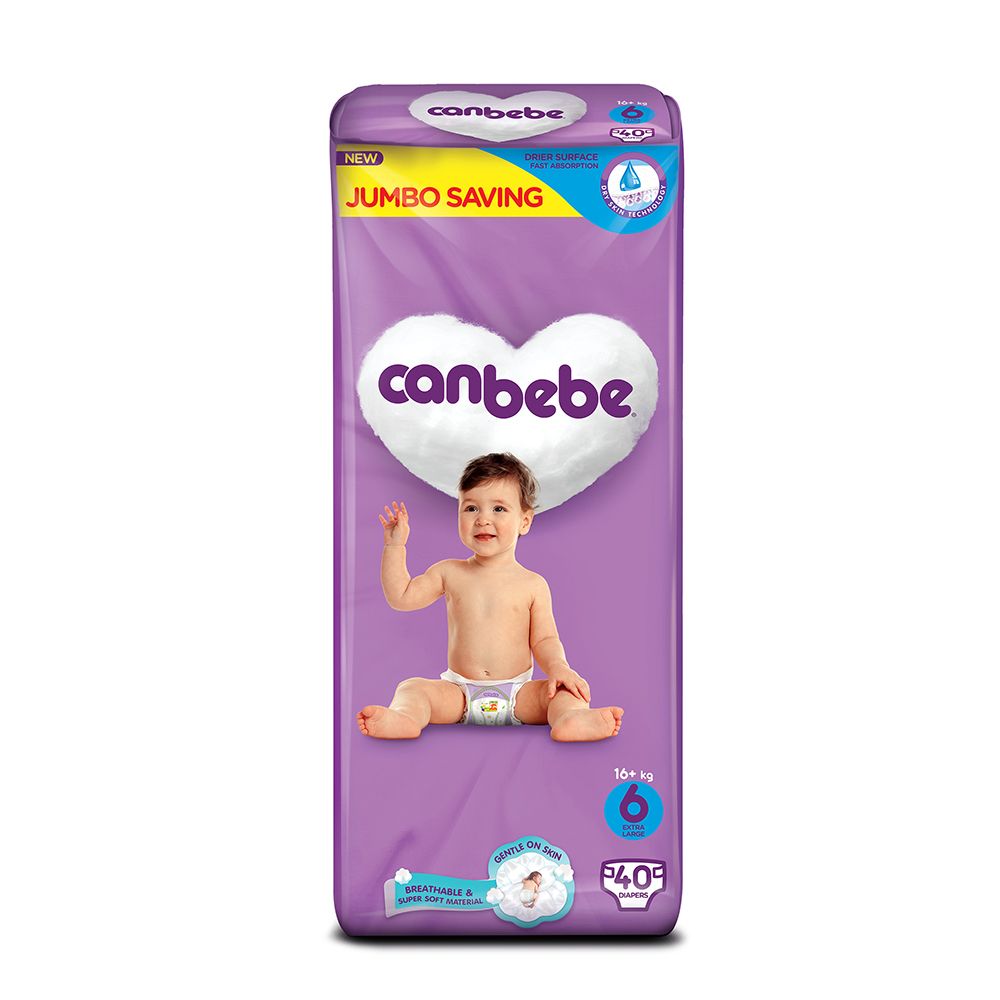 Purchase Canbebe Baby Diapers Jumbo Extra Large, Size 6, 16+ KG, 40 ...