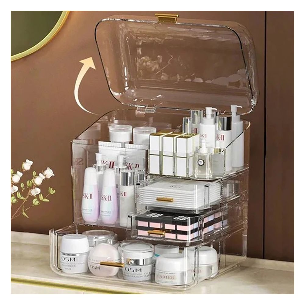 Buy Matrix Transparent Multilayer Cosmetic Organizer With Drawers, Make ...