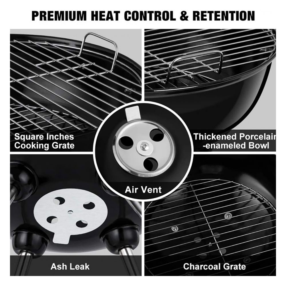 Purchase AJF 17-inch Portable Kettle Barbecue/BBQ Charcoal Grill With Stainless Steel Stands ...