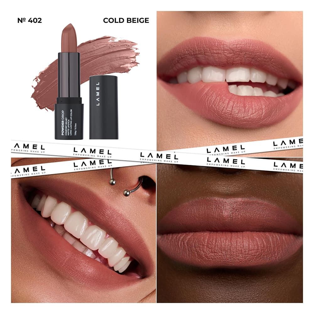 Buy LAMEL Powder Drop Long Lasting Matte Lipstick, 401 Cold-Beige ...