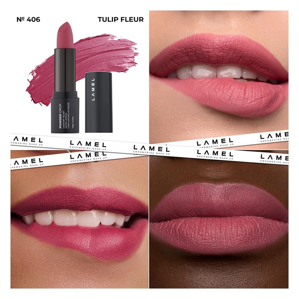 Buy LAMEL Powder Drop Long Lasting Matte Lipstick, 406 Tulip Fleur ...
