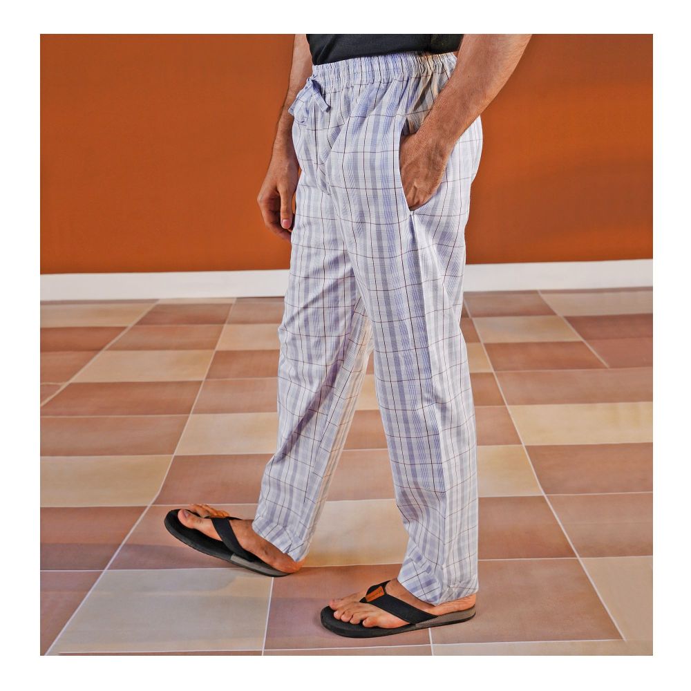 Basix Men's Cotton Metallic Grey & White Checkered Trouser, MT-930