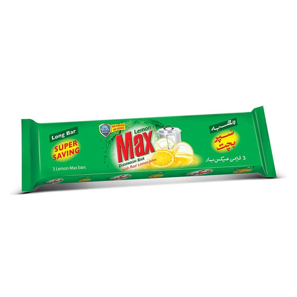Buy Lemon Max Dishwash Bars, 3 Long Bars, 275g Online at Best Price in ...